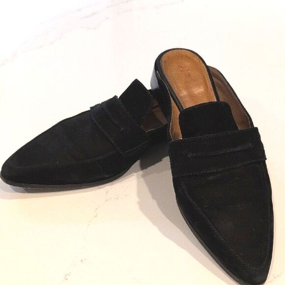 Frye | Shoes | Fryeellie Black Nubuck Leather Mule Slip On Womens Shoes ...